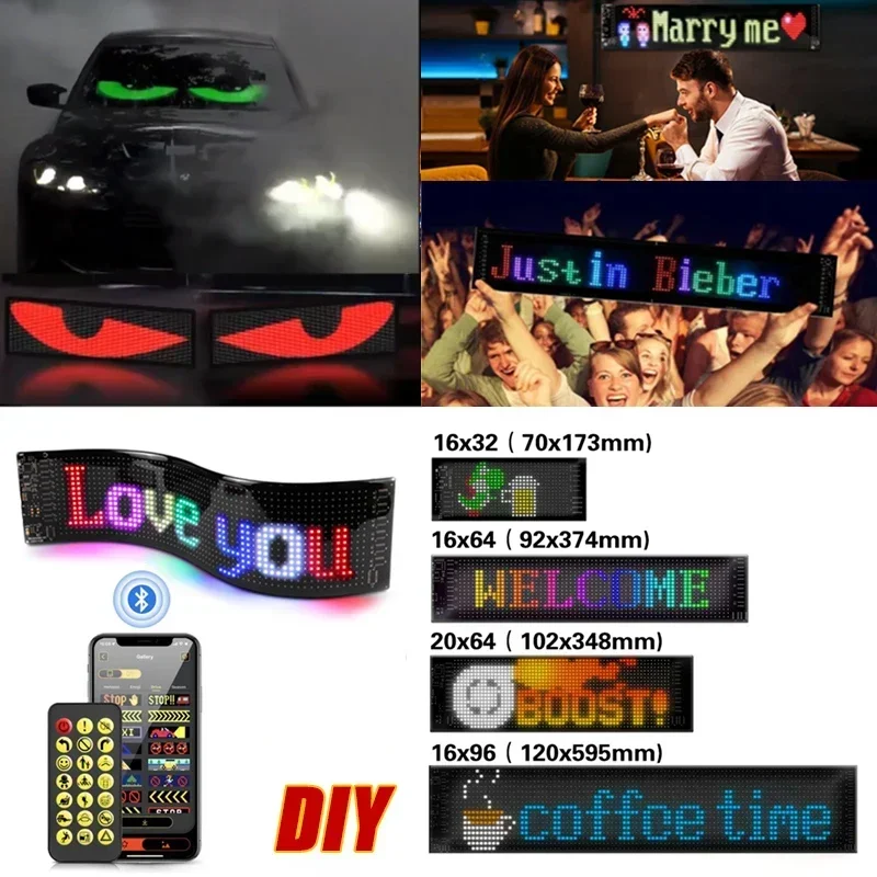 Car LED Matrix Pixel Panel Screen DIY Devil‘s Eyes Flexible Animation ...