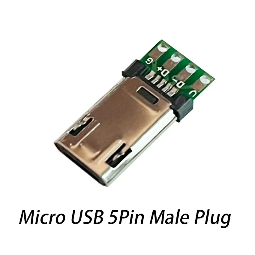 5-10pcs-Micro-USB-5Pin-Male-Plug-With-PCB-Solder-Plate-Double-sided ...