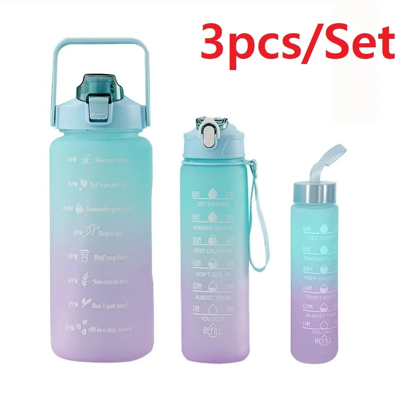 3PCS-2000ML-900ML-300ML-Family-Water-Bottle-Set-Reusable-Portable-Summer-Cups-Sports-Water ...