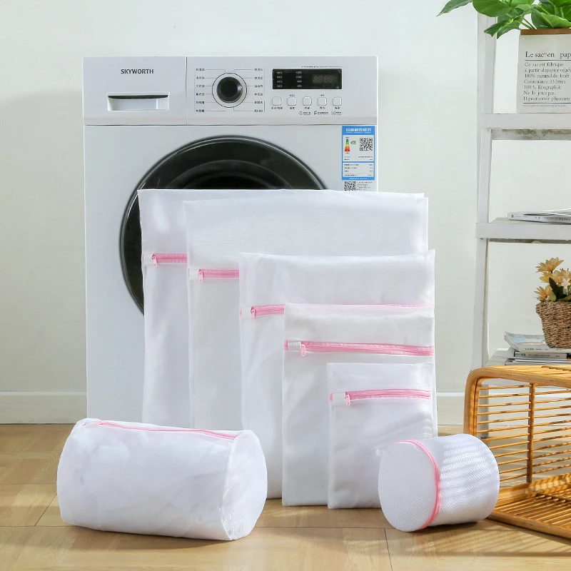 1/2Pcs Laundry Wash Bags Foldable Zippered Mesh Delicates Lingerie Bra ...