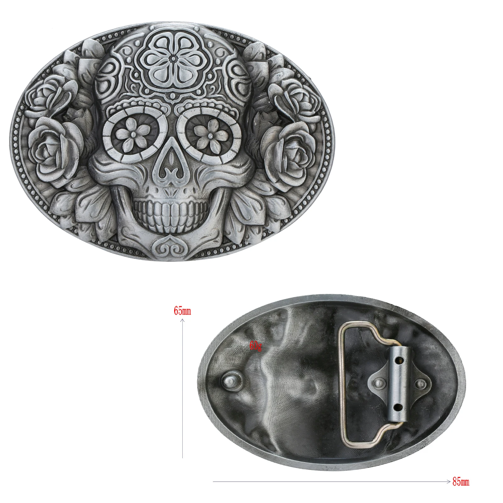 Western-Cowboy-Zinc-Alloy-New-Flower-Ghost-Skull-Head-Engrave-Men-s ...