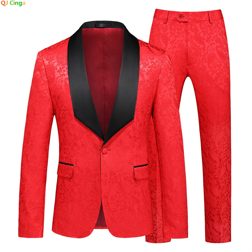 Fato-de-smoking-vermelho-masculino-casaco-e-cal-as-tamanho-grande ...