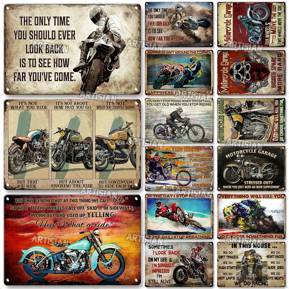 Artisian Motorcycle Metal Sign Motorbike Tin Plate Racing Decorative ...