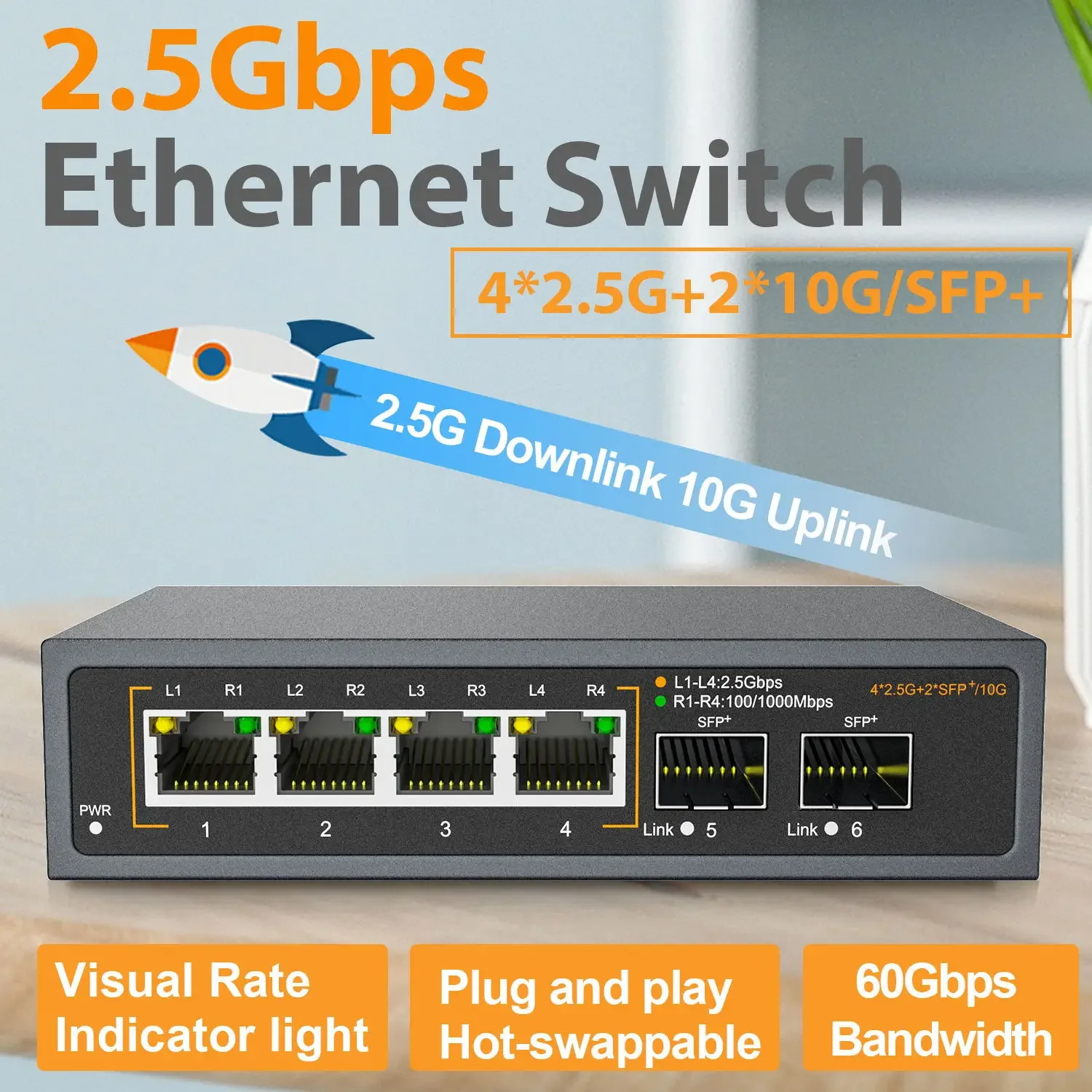 2-5G-Ethernet-Network-Switch-Unmanaged-LAN-Hub-4-2-5G-2-10G-SFP-Uplink ...