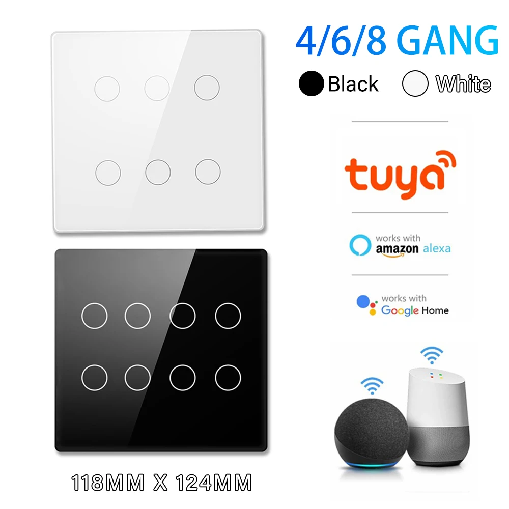 Tuya Wifi Smart Switch,ac 110-220v Brazil 4x4 Touch Panel 4/6 Gang ...
