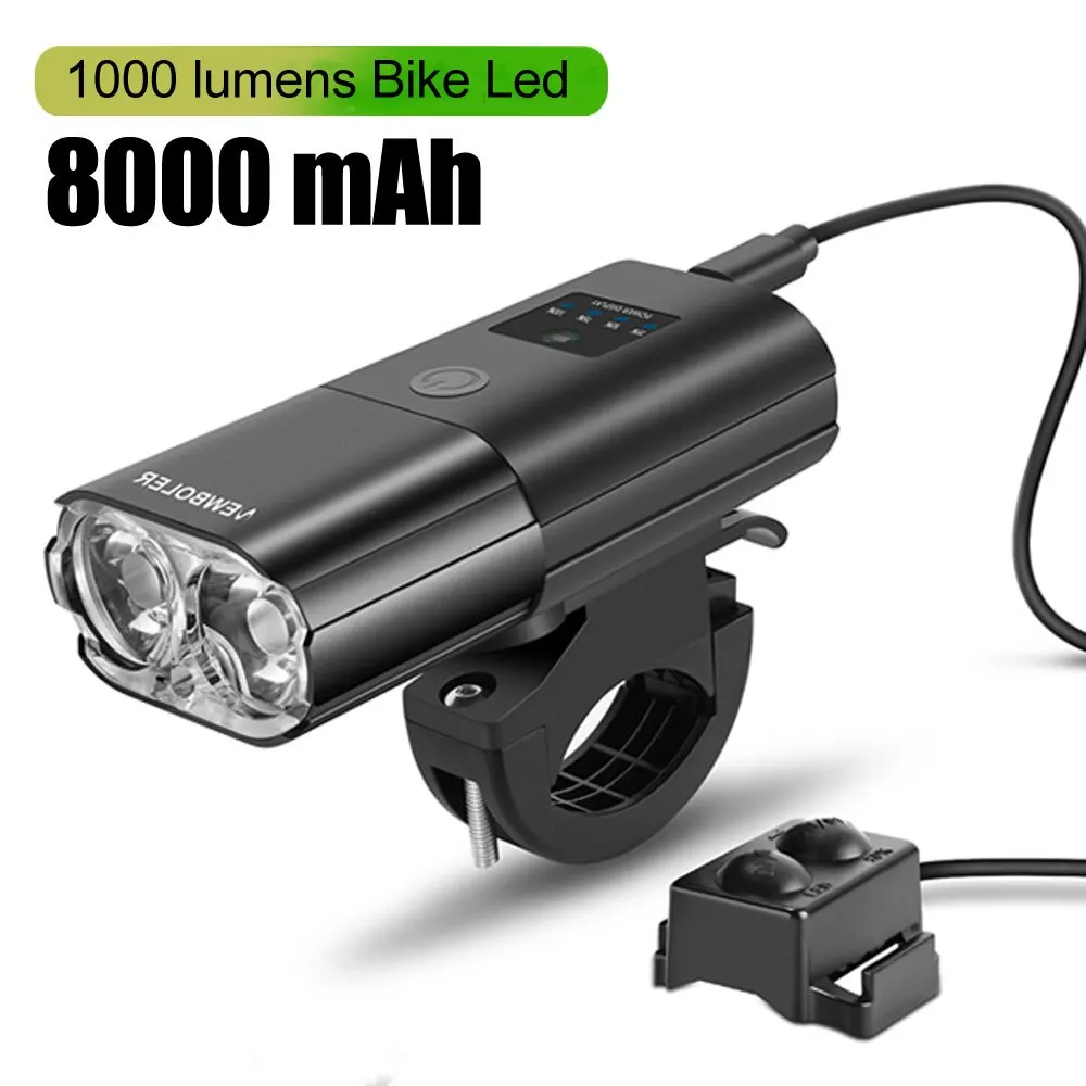 Bicycle Light 1000Lumen 4000mAh Bike Headlight Power Bank Flashlight ...