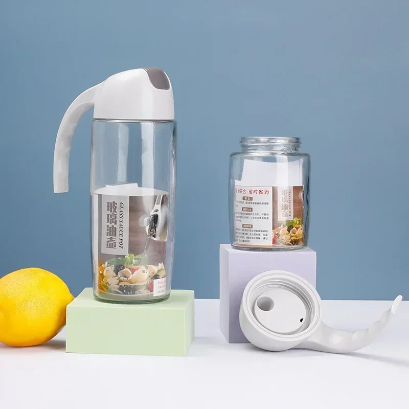 Auto-Open-And-Close-Glass-Oil-Bottle-Kitchen-Clear-Seasoning-Sauce ...