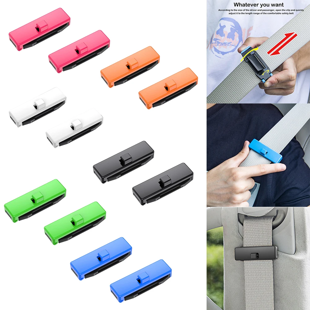 2Pcs Car Safety Seat Belts Holder Stopper Buckle Clamp Car Seat Belt ...