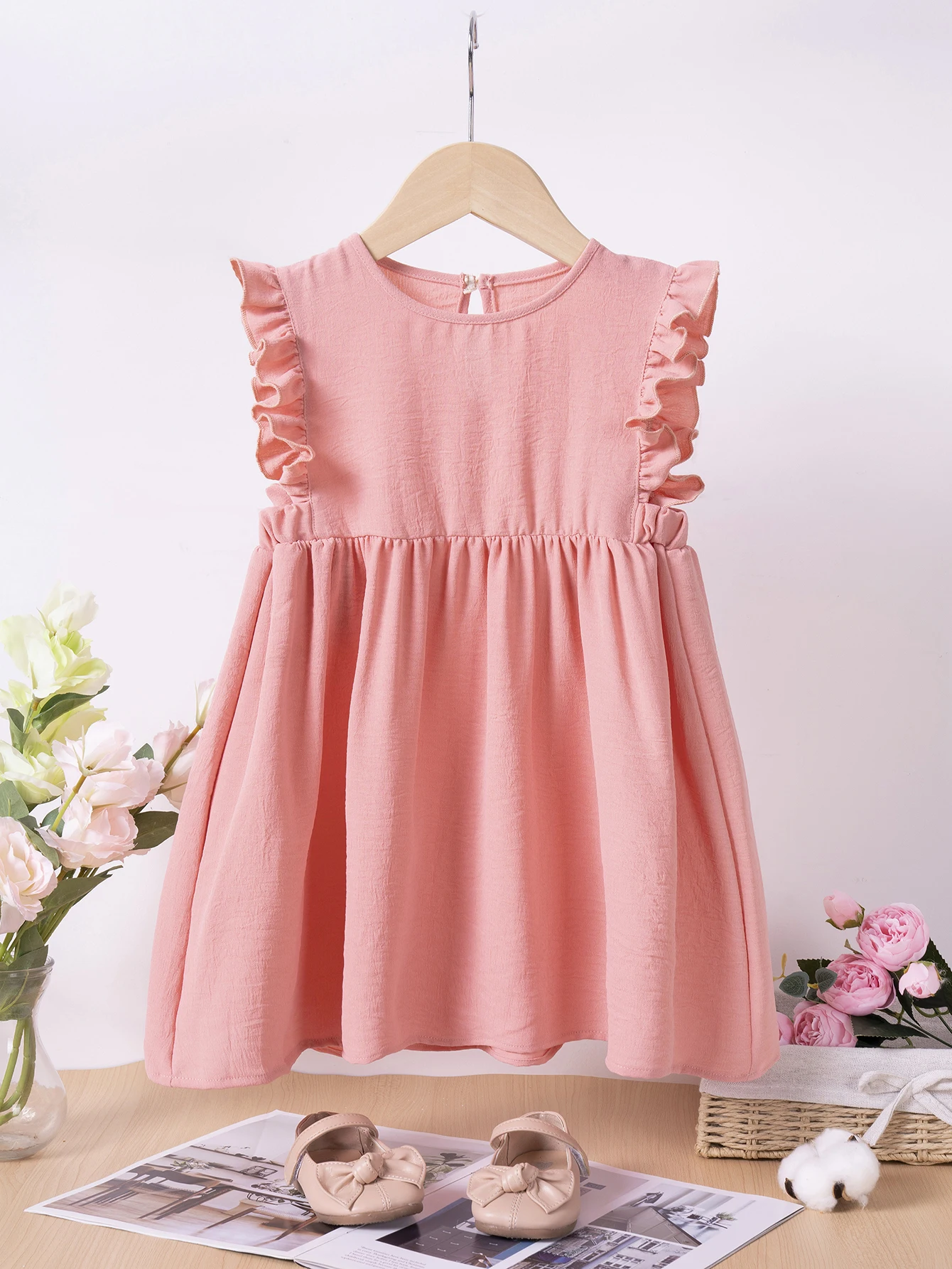 Summer-Girls-Solid-Color-Ruffle-Dresses-Toddler-Girls-Casual ...