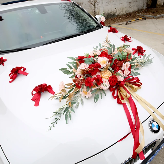Red Wedding Car Flowers