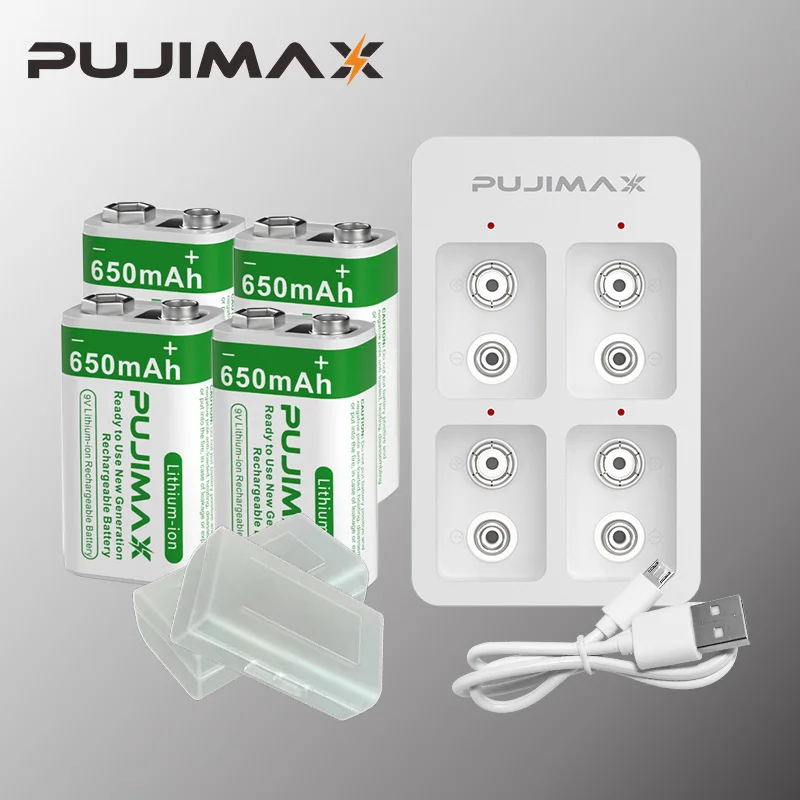 PUJIMAX-Original-9V-Rechargeable-Lithium-Battery-650mAh-Li-ion ...