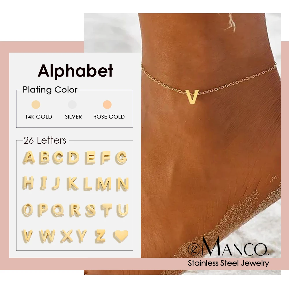 eManco-Initials-DIY-Anklet-Stainless-Steel-Jewelry-Name-Customized ...