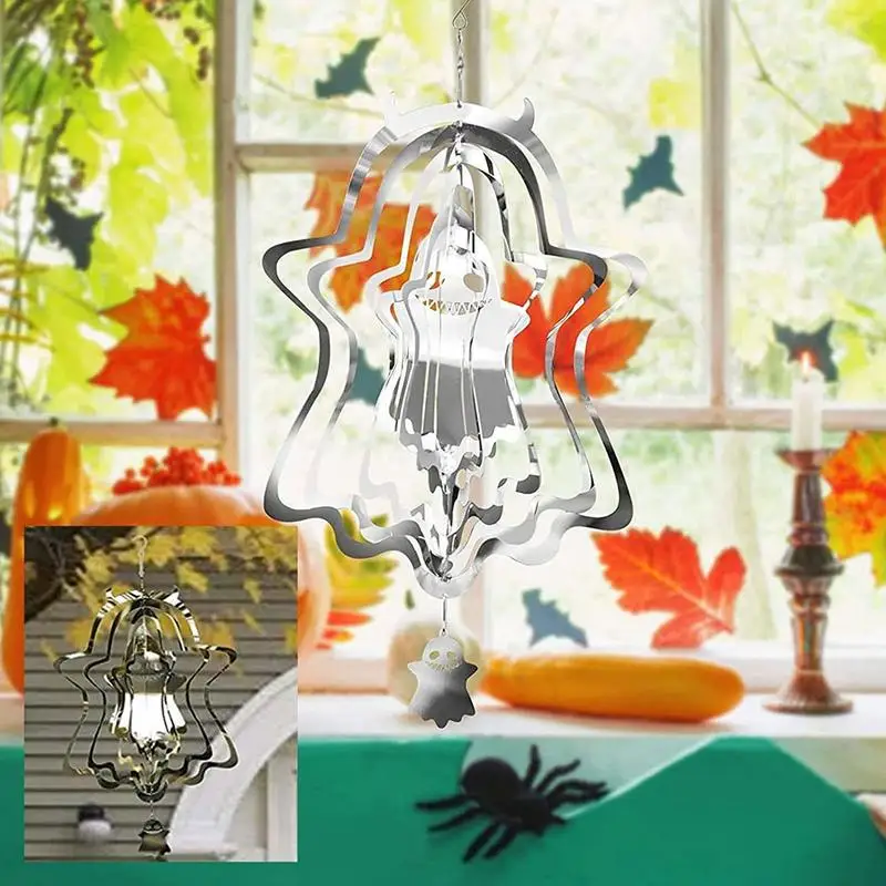 3D Wind Spinner Halloween Ghost Wind Catcher 3D Metal Wind Spinners ...