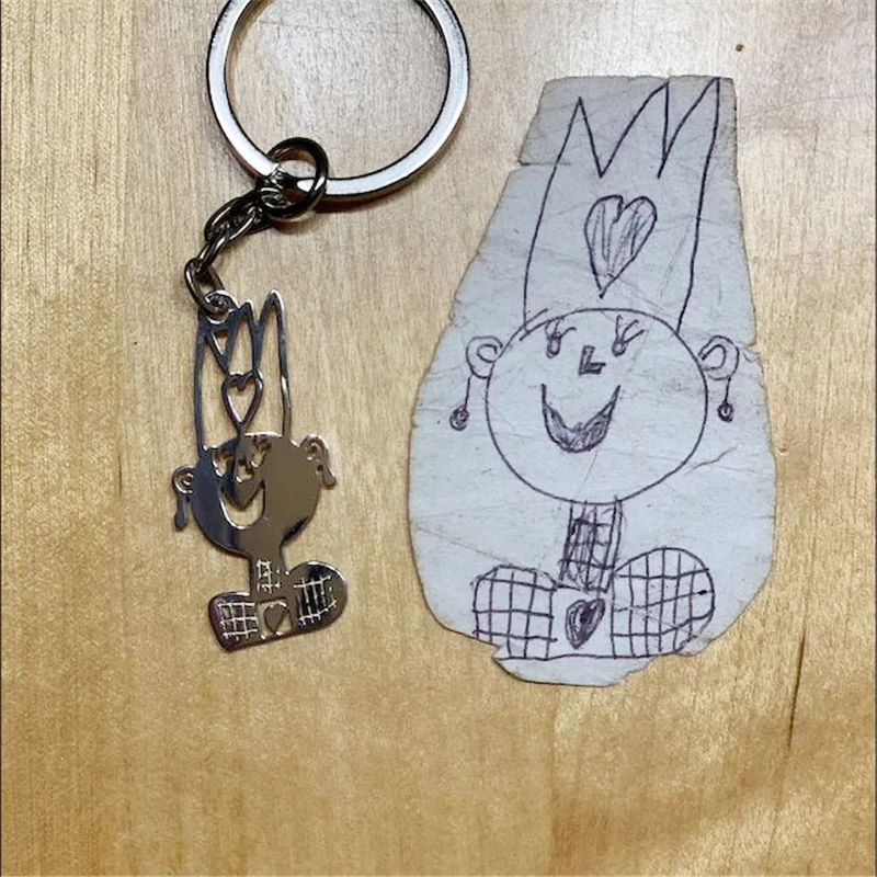 Custom Kids Drawing Keychain Stainless Stee Personalized Children ...