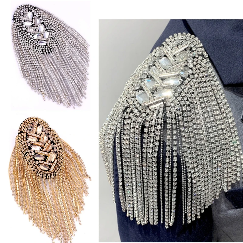 1Pc-Fashion-Handmade-Shoulder-Jewelry-Tassel-Rhinestones-Epaulettes ...