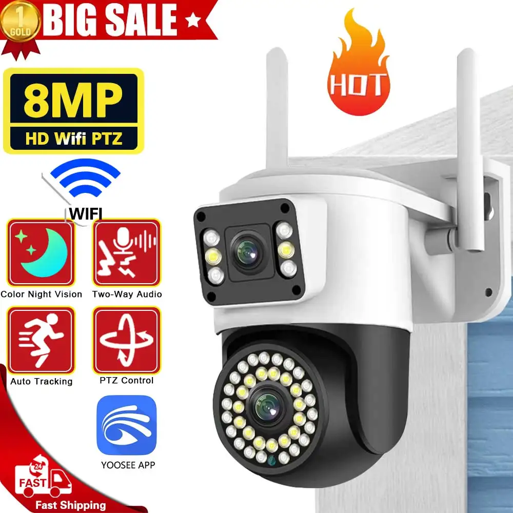 4K-8MP-Yoosee-PTZ-WIFI-Camera-Dual-Lens-Dual-Screen-Audio-AI-Human ...