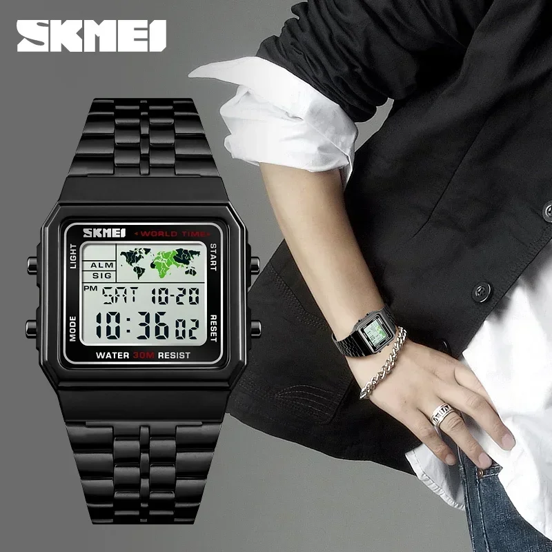 SKMEI-reloj-despertador-Digital-para-hombre-cron-grafo-con-correa-de ...