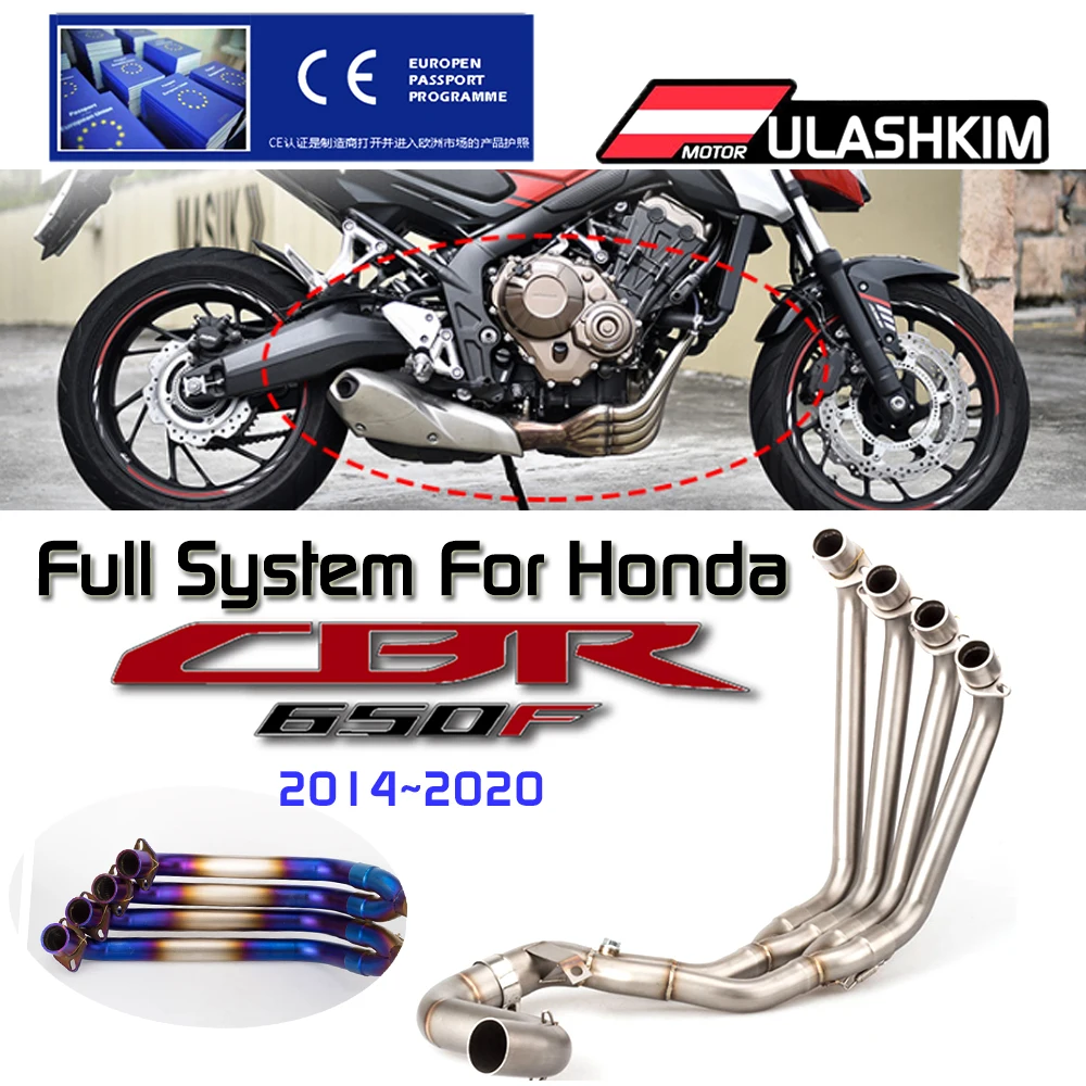Full-Sustem-For-Honda-Motorcycle-Exhaust-Pipe-Modified-Front-Semi-Blue ...