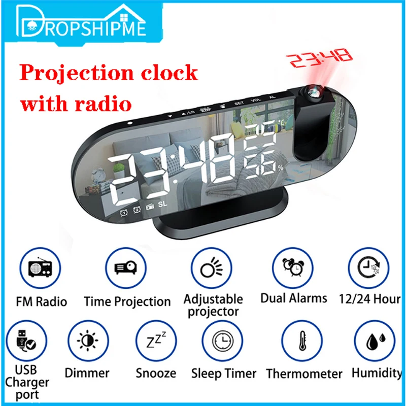 Dropshipme Projectable Klok Projector Wekker Led Digitale Elektronische ...