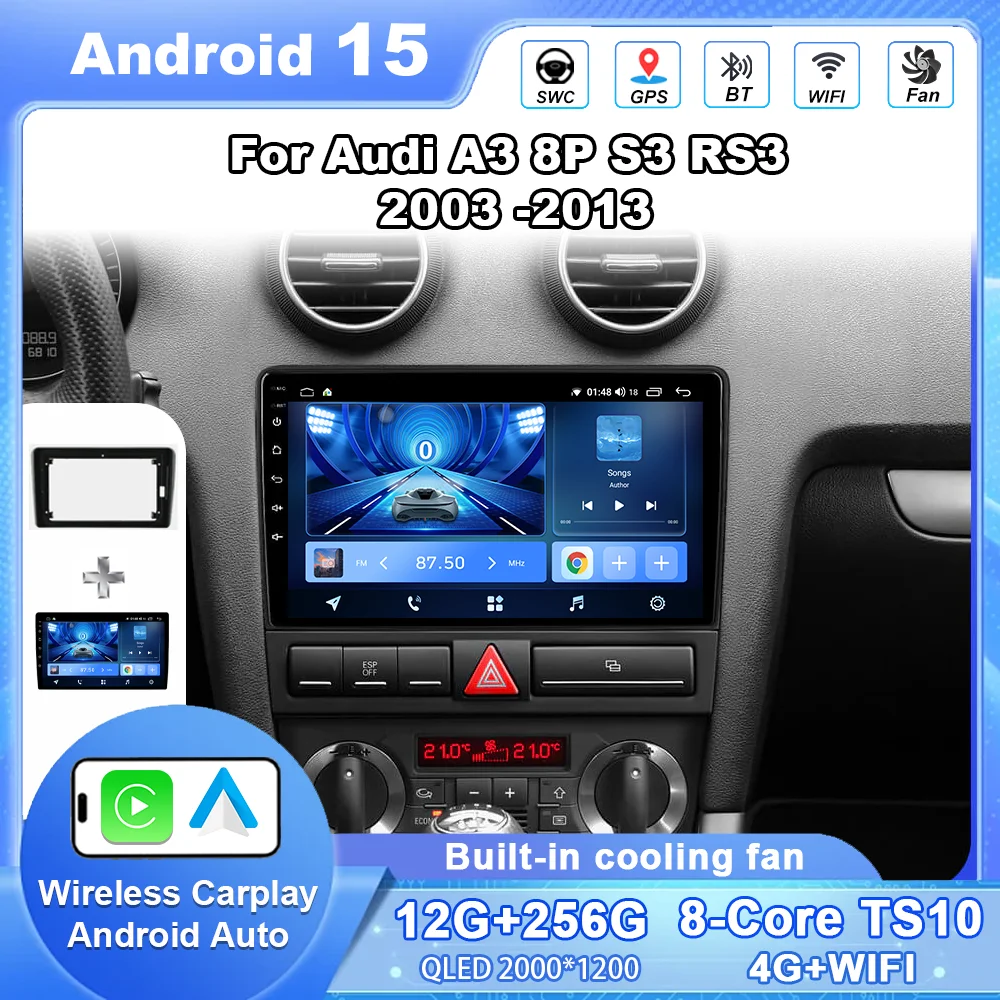 Android 15 For Audi A3 8P S3 RS3 2003 -2013 Auto Radio Multimedia Video ...