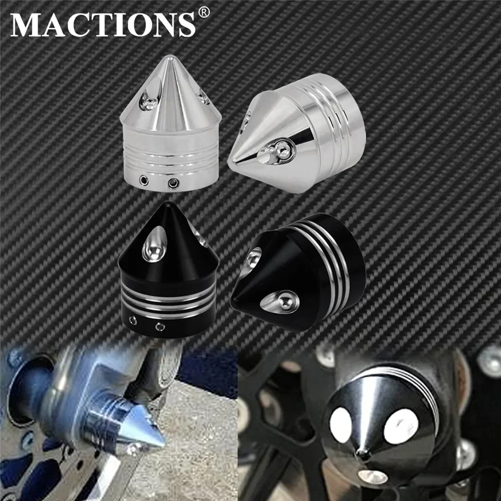 2Pcs-Motorcycle-CNC-Front-Axle-Nut-Cover-Cap-For-Harley-Touring-Electra ...