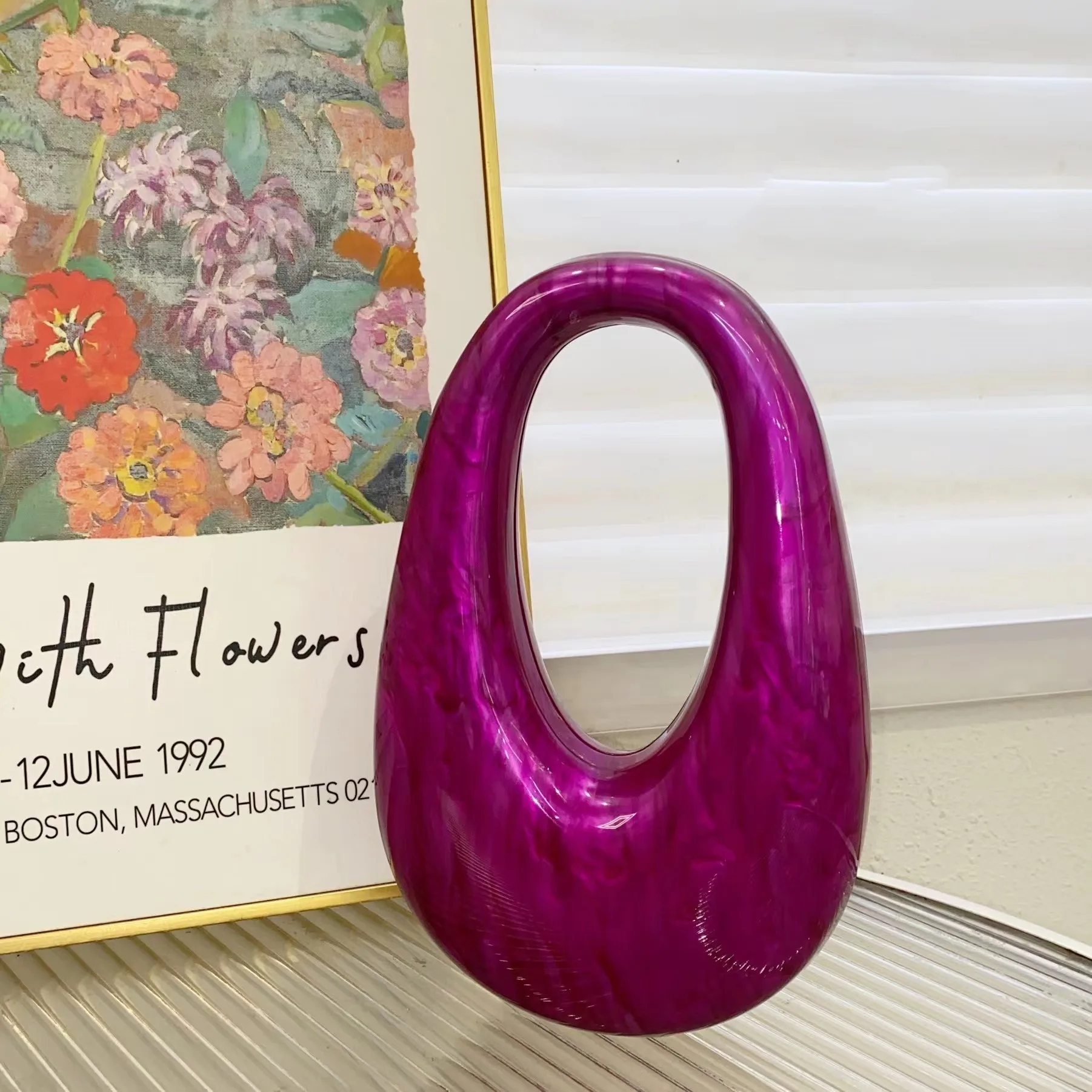 Niche-Design-Purple-Acrylic-Handbag-Ins-Unisex-Marble-Soil-Color ...