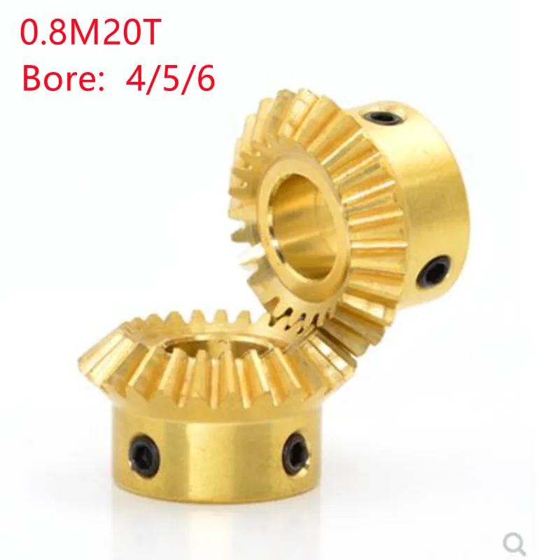 2PCS-1-1-Bevel-gear-0-8M-20T-Bore-diameter-4mm-5mm-6mm-with-M3 ...