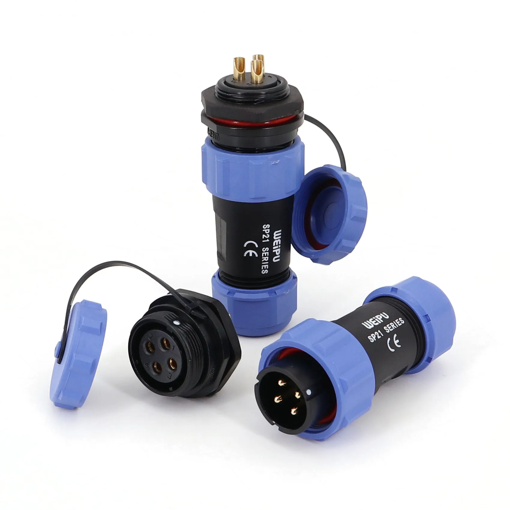 Weipu SP21 Chassis Panel Mount Waterproof IP68 Circular Aviation Plug ...