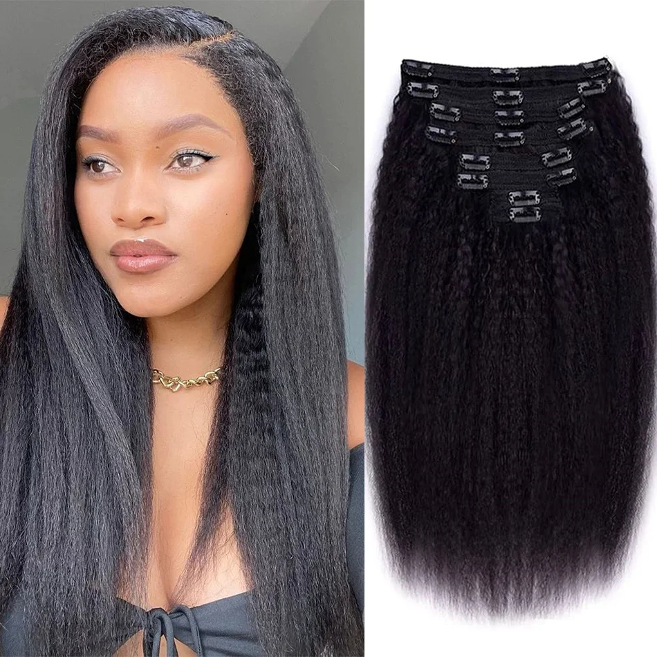 Kinky-Straight-Clip-in-Hair-Extensions-Seamless-Clip-ins-Hair ...