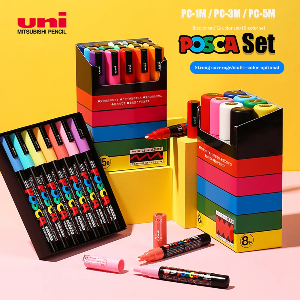 UNI-POSCA-Marker-Pen-Set-POP-Advertising-Poster-Graffiti-Note-Pen-Color ...
