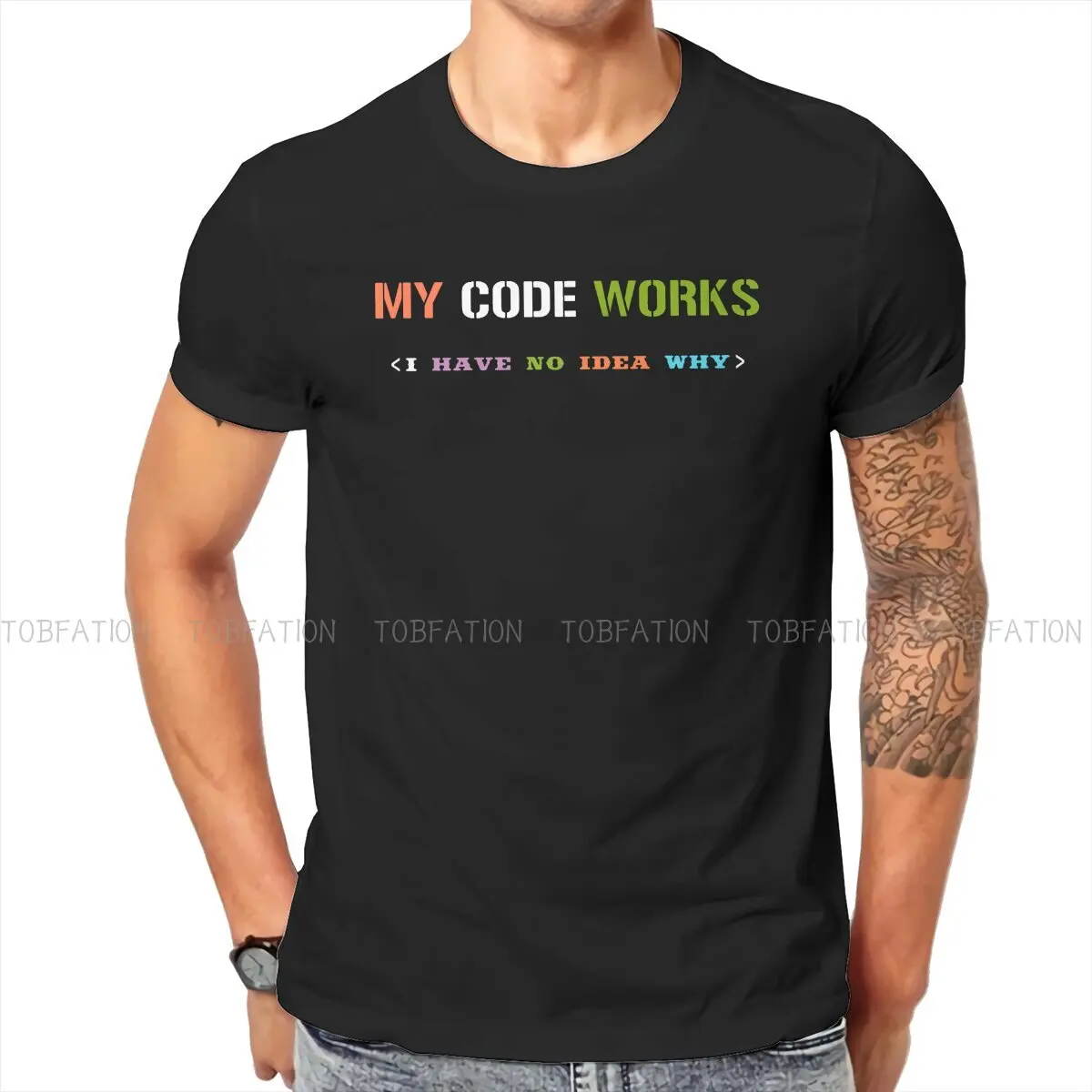 Software Developer IT Programmer Geek Pure Cotton TShirt My Code Works I Have No Idea Why ...