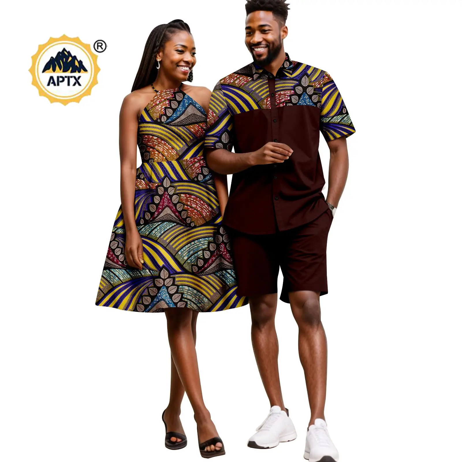 Summer African Sexy Halter Dresses for Women Matching Men Outfits Top ...