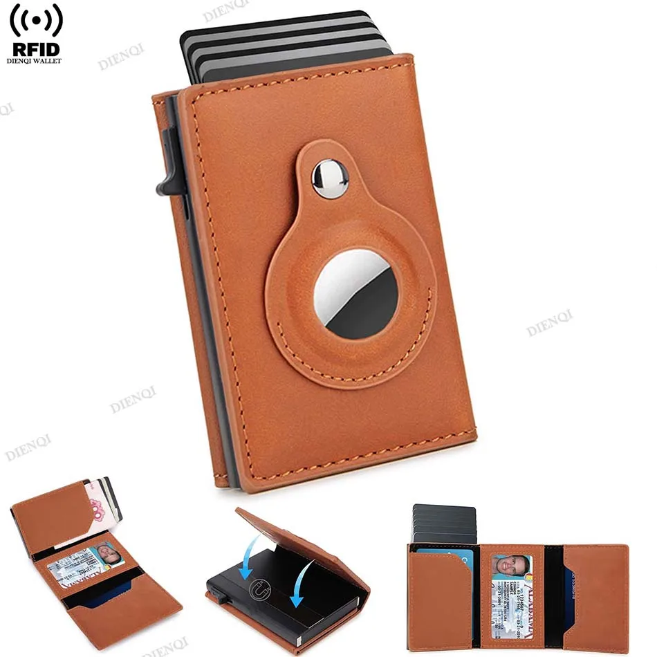Cartera-antirrobo-para-hombre-tarjetero-inteligente-para-Apple-Air-Tag ...