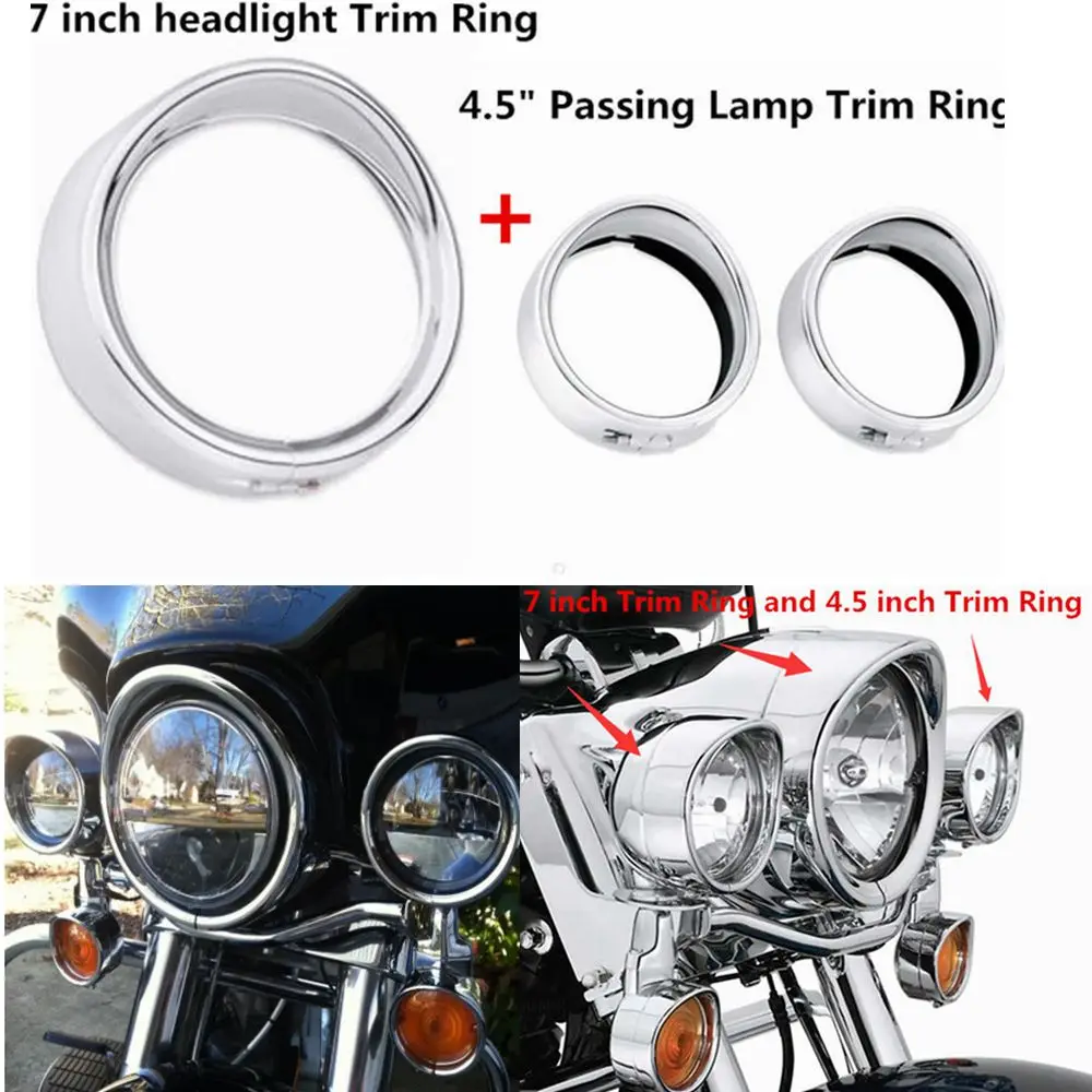 Motorcycle-7-Headlight-Visor-Style-Trim-Ring-4-5-Auxiliary-Fog-Light ...