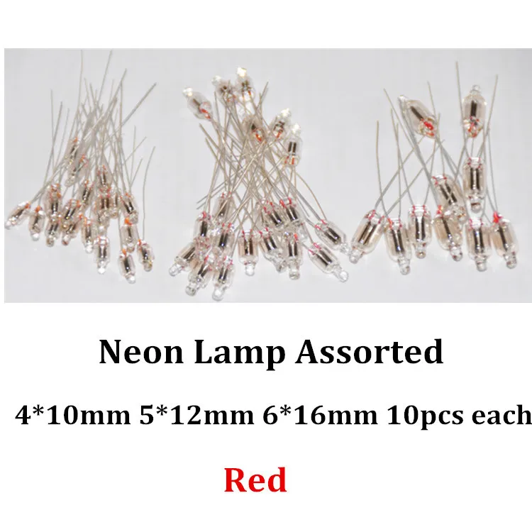 60pcs Neonlight Indicator Light Sign Lamp Assorted 4*10mm 5*12mm 6*16mm ...
