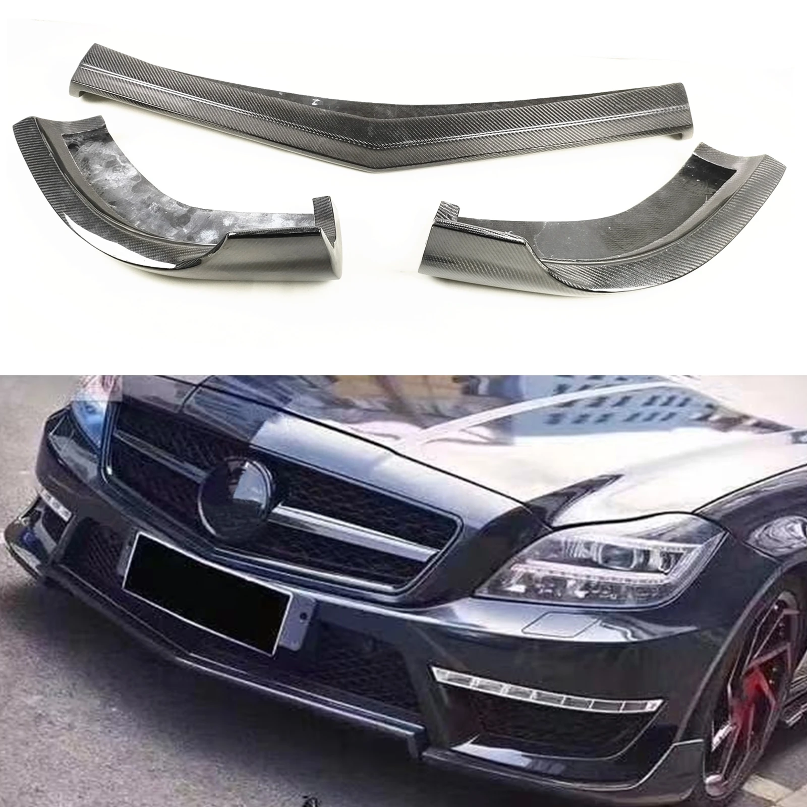 Front-Bumper-Spoiler-Lip-For-Mercedes-Benz-W218-2011-2014-CLS63-R-Style ...