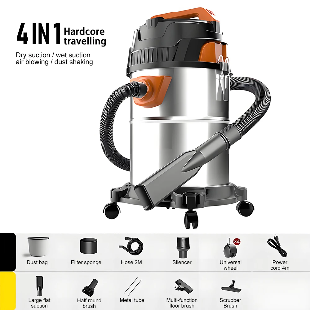 220V Wet & Dry Vacuum Cleaner Industrial High Suction Dust Extractor ...