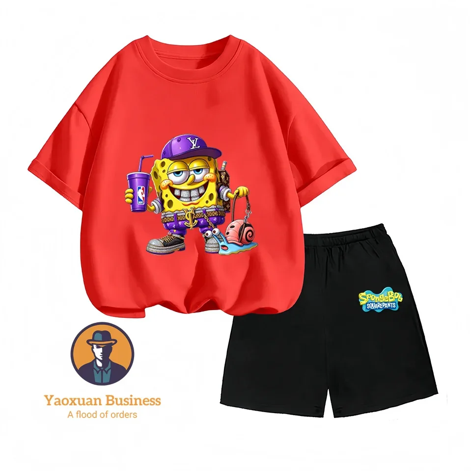 Spongebob Pants, Summer Cotton T-shirts, O-neck Round T-shirts, Rich ...