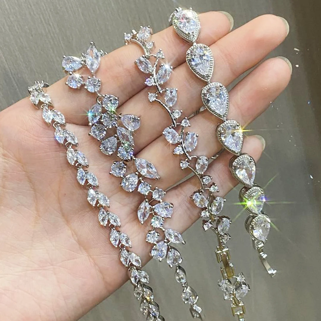 Silver Zircon Bracelet Wedding | Cubic Zircon Bracelet Silver ...