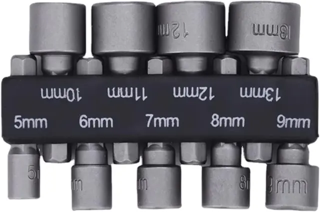 9pcs/set 5mm-13mm Hex Sockets Sleeve Nozzles Nut Driver Set Screwdriver ...