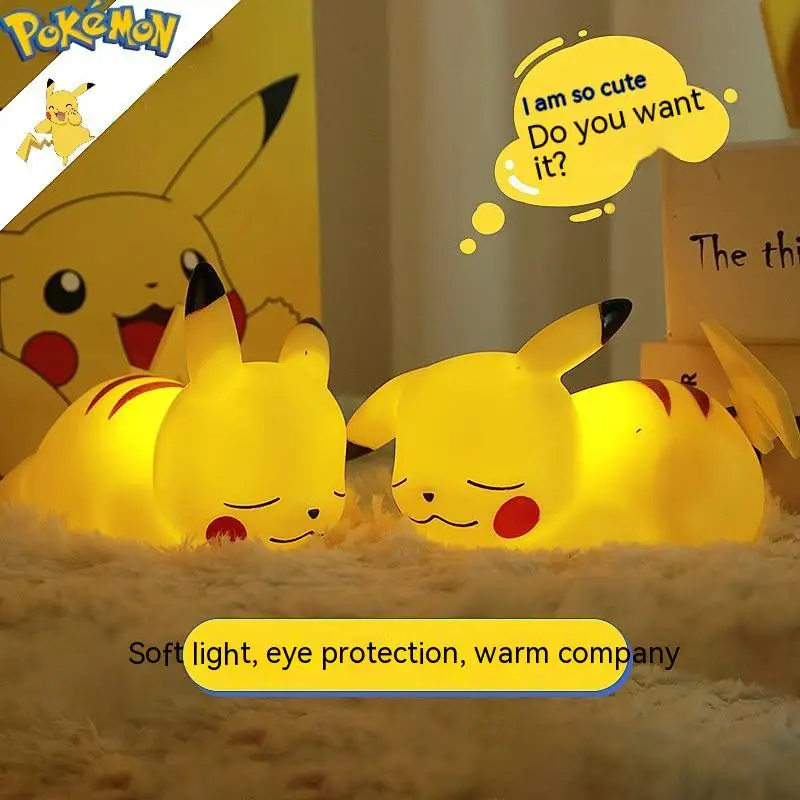 Pokémon Pikachu lámpara de noche de vinilo ambiental para niños, luz de noche para dormitorio ...