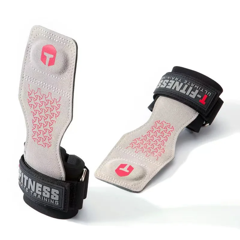 1 Pair Leather Gym Gloves Pull-ups Lifting Crossfit Anti-Skid Belt ...