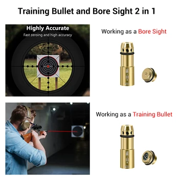 9x19mm Laser Training Bullet Laser Bore Sight 2 in 1 Dual Purpose Laser Pointer for Dry Fire ...