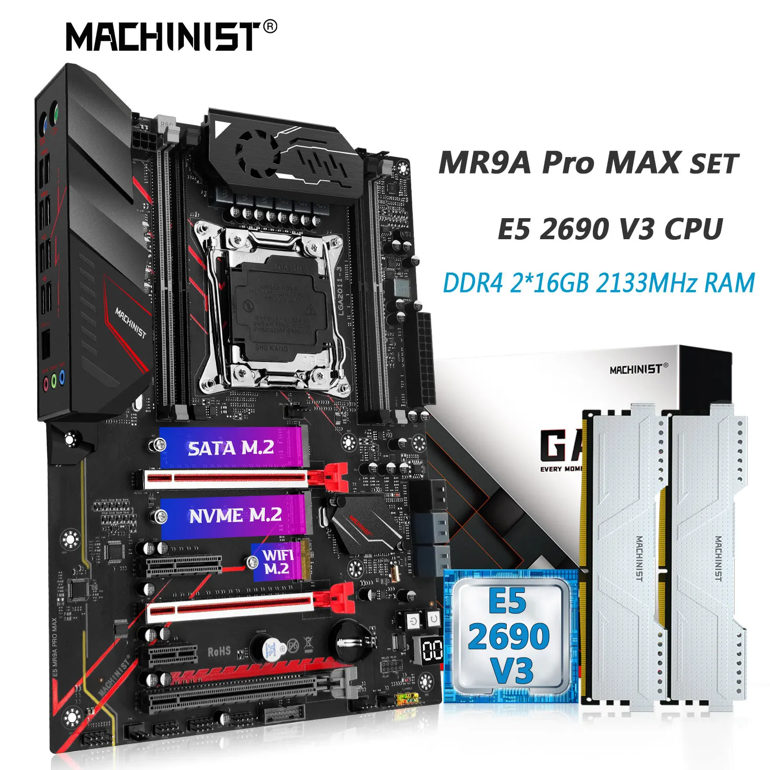 Machinista X99 Mr9a Placa-mãe Combo Mr9a Pro Conjunto Lag 2011-3 Xeon ...