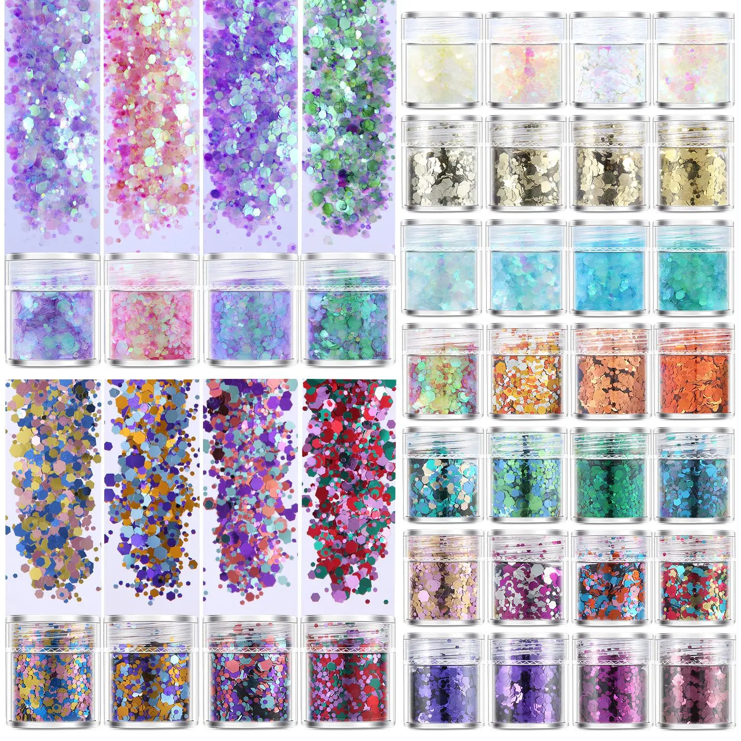 4Bottle Shaped Glitter Nail Art Sequins DIY Epoxy Resin Filler Sparkly ...