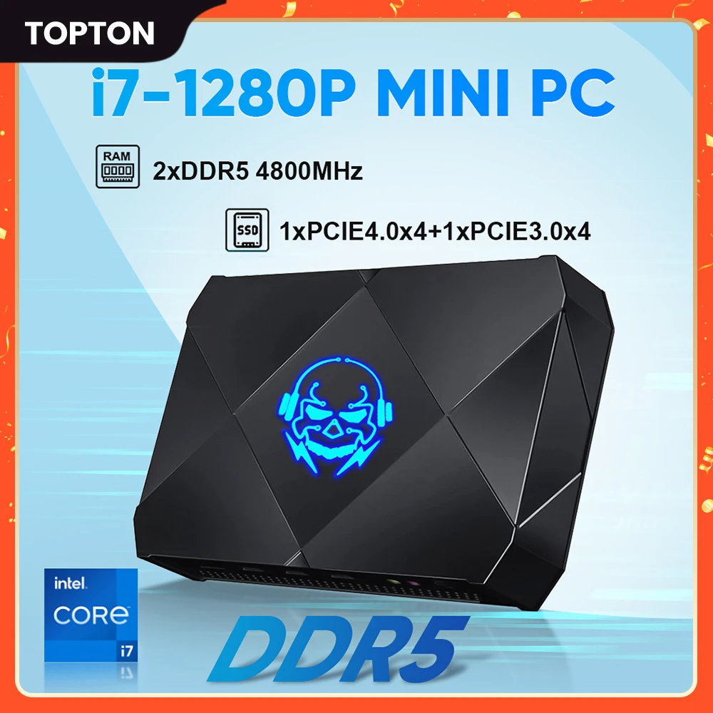 Topton Mini PC Gamer 12th Gen i7 1280P 14 Cores 20 Threads Windows 11 ...