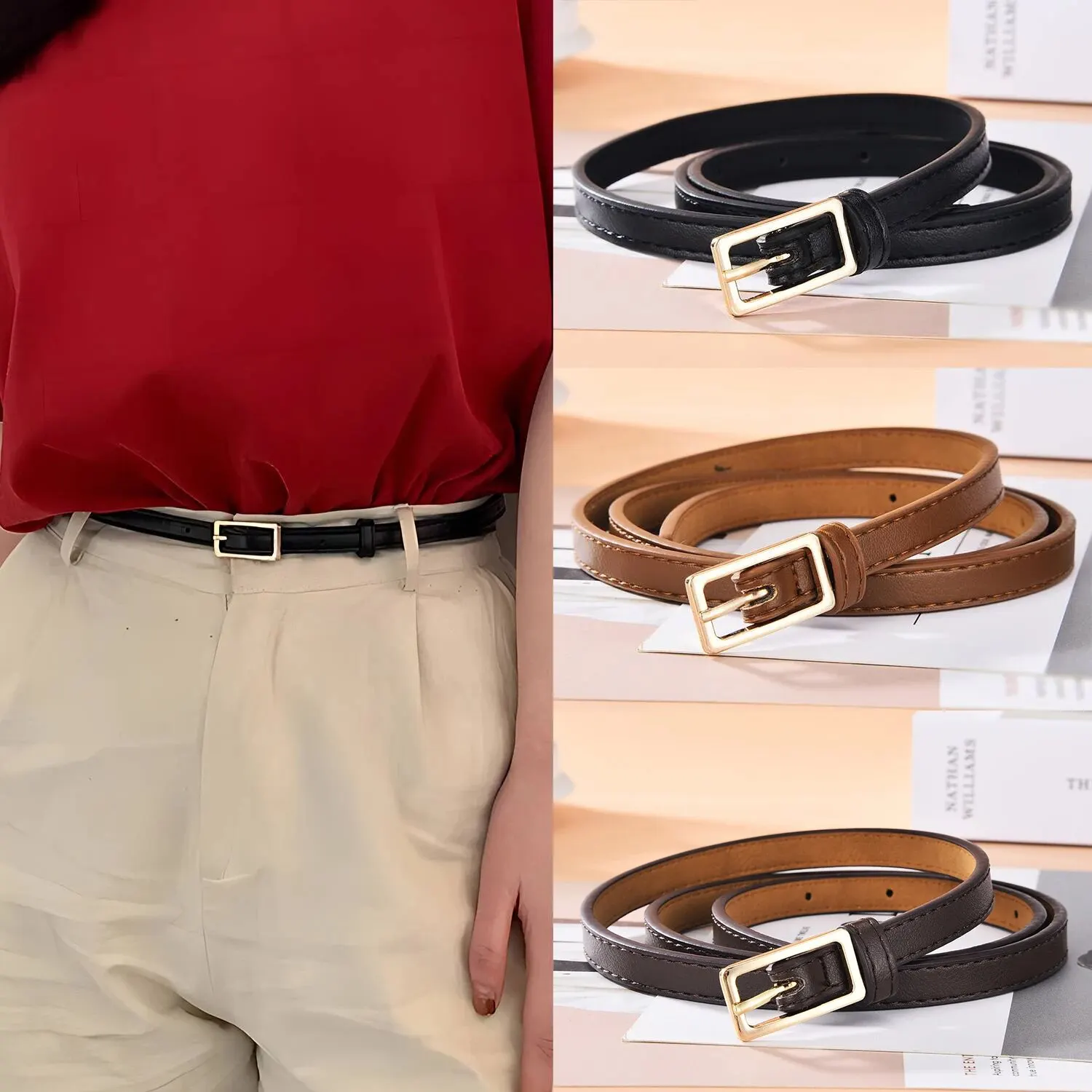 Women-s-Belt-Minimalist-Trendy-Thin-Belt-High-End-Authentic-Casual ...