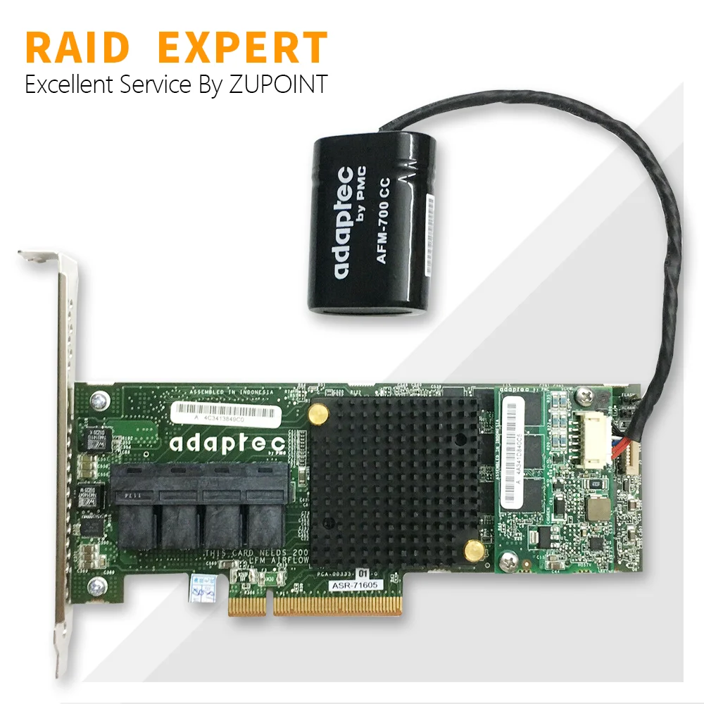ZUPOINT Adaptec ASR-71605 RAID 컨트롤러, 16 포트, 2274400-R SAS Sata RAID 카드 AFM-700, 1GB 캐시 PCI E ...