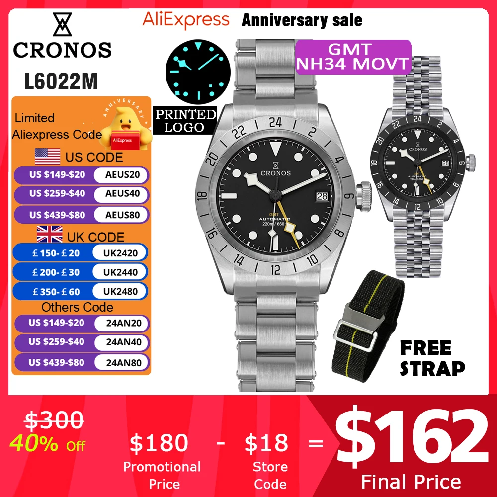 Cronos-Vintage-GMT-39mm-NH34-Automatic-Men-Watch-Mechanical-Sapphire ...