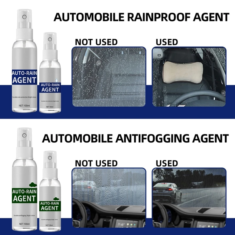 Car Glass Rainproof Anti Fog Spray Set Hydrophobic Coating Water ...